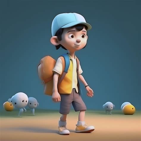 Desenho animado de ilustração de menino 3d Foto Premium