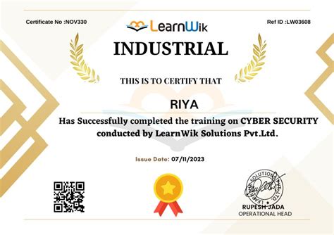 Cybersecurity Industrialapplications Certificateofproficiency Riya