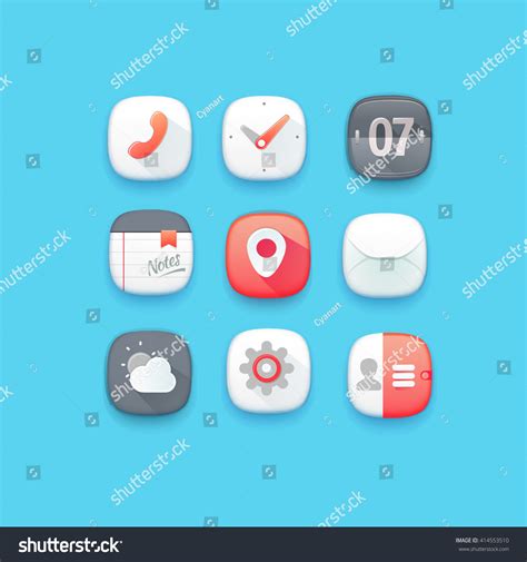 Cute Mobile Iterface Icons Blue Stock Vector Royalty Free 414553510