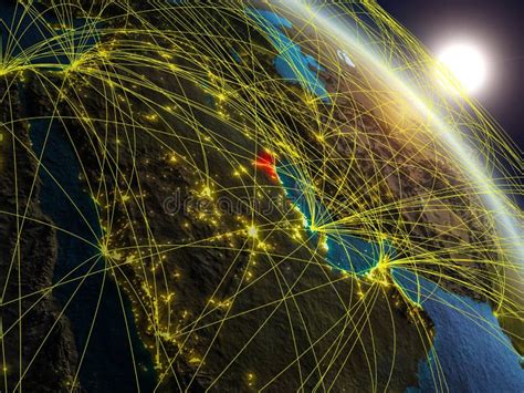 Network Around Kuwait From Space Stock Illustration Illustration Of Technology Network 135663875