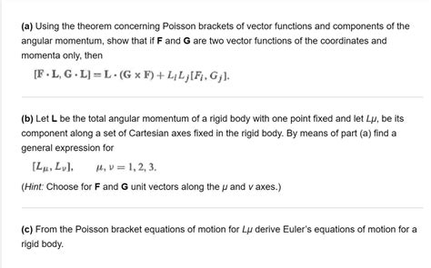 solved a using the theorem concerning poisson brackets of vector