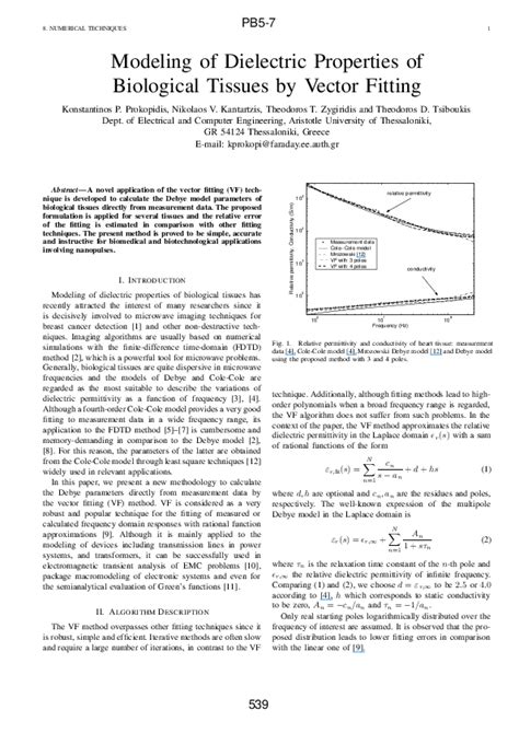 Pdf Modeling Of Dielectric Properties Of Biological Tissues By Vector Fitting