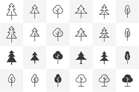 Tree Icon Set Tree Vector Art Bundle Isolated On White Background Vector Art At Vecteezy