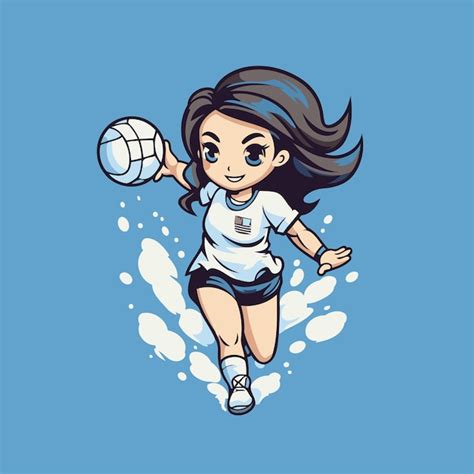 Une Joueuse De Volley Ball Isolée Sur Fond Bleu Illustration