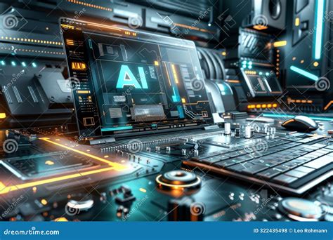 AI Logo On A Futuristic Motherboard Illustrating The Advanced Design