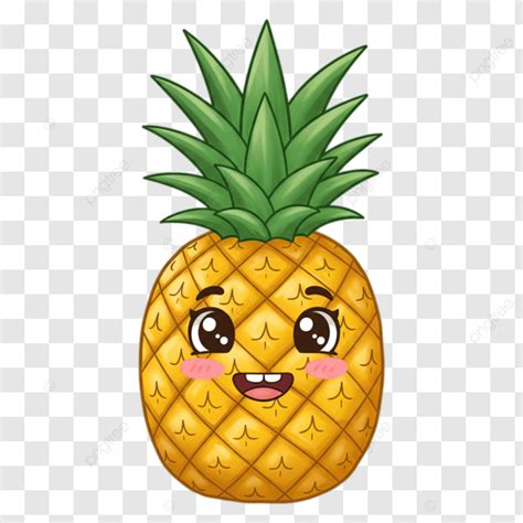 투명한 배경에 귀여운 웃는 표정을 지닌 사랑스러운 만화 파인애플 파인애플 만화 귀엽다 Png 일러스트 및 이미지 에 대한