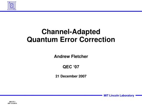 PPT Channel Adapted Quantum Error Correction PowerPoint Presentation ID 144935