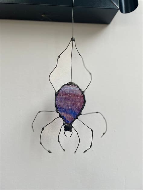 Stained Glass Spider Stained Glass Window Hangings Spider Etsy
