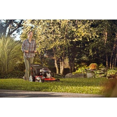 Troy-Bilt 21 in. 160 cc Honda Gas Walk Behind Push Mower with High Rear Wheels and 3-in-1 ...