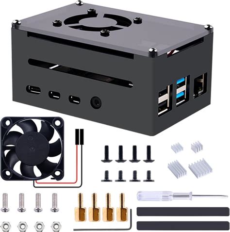 Geeekpi Raspberry Pi 4 Case Raspberry Pi 4 Aluminum Case With Fan