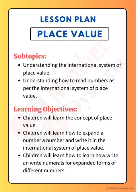 Printable Place Value Lesson Plan Pdf Number Dyslexia