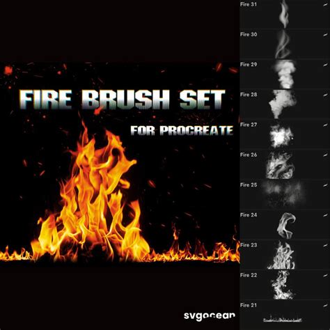 Fire And Flame Procreate Brushes Vector For Instant Download Svg Ocean — Svgocean