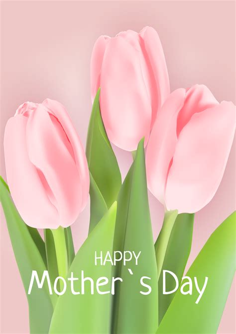Happy Mother S Day Card With Realistic Tulip Flowers 3644821 Vector