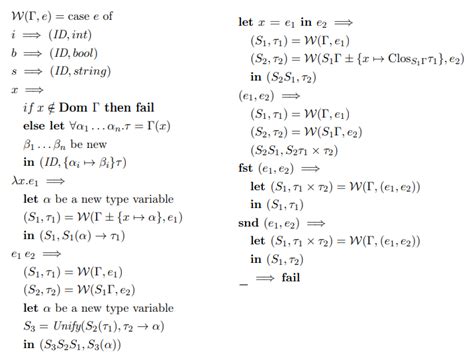 how to comprehend algorithm w in hindley milner type system stack