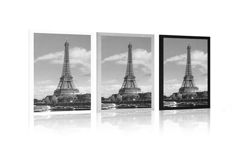Poster Erstaunliches Panorama von Paris in Schwarz Weiß Dovido de