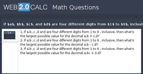 view question if a b c and d are four different digits