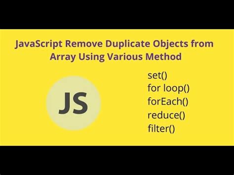javascript remove duplicate objects from array - YouTube