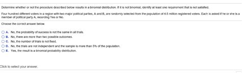 Solved Determine Whether Or Not The Procedure Described Chegg