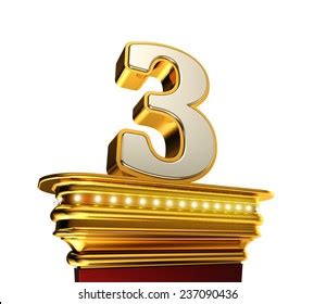 Number Three Polished Golden Object Over Stock Illustration 371559808