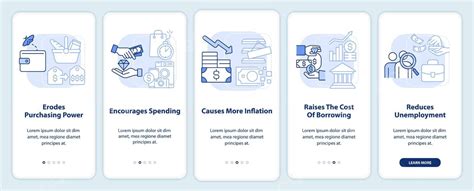 Inflation Impact Illustrated On Light Blue Onboarding Screen Of Mobile App Vector Application