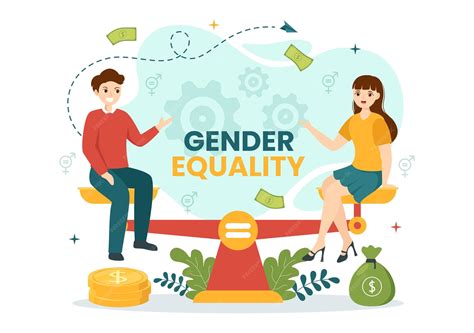 Ilustración Vectorial De Igualdad De Género Con Carácter De Hombres Y