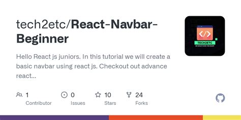 GitHub Tech2etc React Navbar Beginner Hello React Js Juniors In