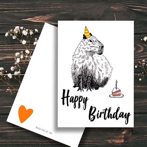 Capybara Birthday Card Instant Download Happy Birthday Card