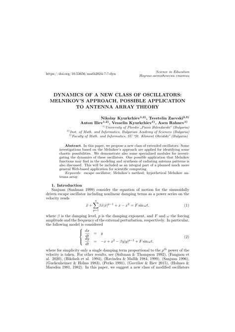 Pdf Dynamics Of A New Class Of Extended Escape Oscillators Melnikovs Approach Possible