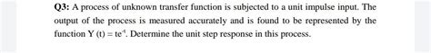 Solved Q3 A Process Of Unknown Transfer Function Is Chegg