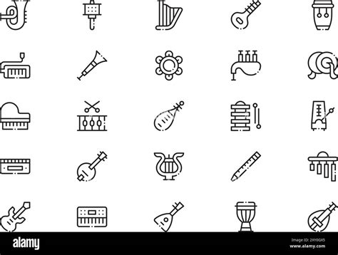 Music Instruments Icons Collection Is A Vector Illustration With