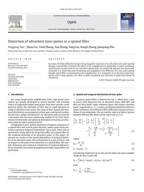 Pdf Distortion Of Ultrashort Laser Pulses In A Spatial Filter Dokumentips