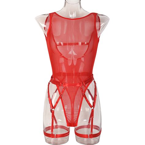 Sheer Bodycon One Piece Garter Belts Free Shipping