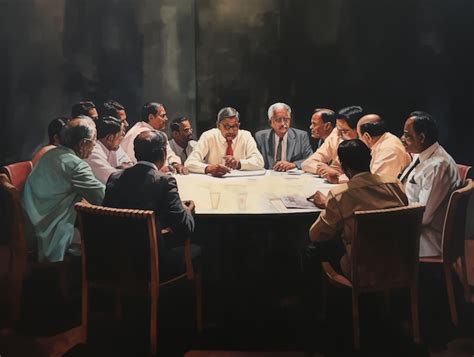 Grupo De Personas En Una Gran Mesa Foto Premium