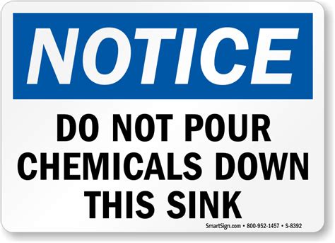 Do Not Dispose Chemicals In Drain Signs Chemical Disposal