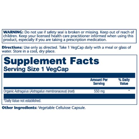 Solaray Astragalus 550 Mg 100 Veg Caps