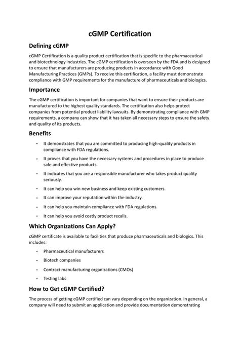 Ppt Cgmp Certification Powerpoint Presentation Free Download Id