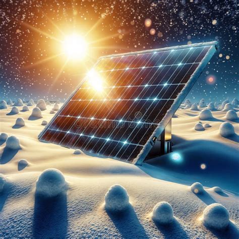 Solar Panel In Snowy Landscape Sun Generative Ai Stock Illustration Illustration Of Power