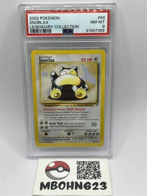 VINTAGE 2002 POKÉMON TCG Snorlax Collection Légendaire PSA 7 presque