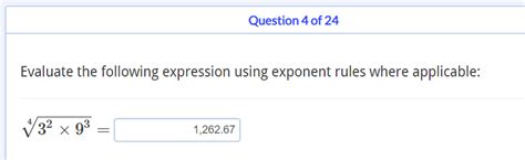 solved question 4 ﻿of 24evaluate the following expression