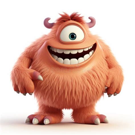 Monsters Inc Funny Cartoon Characters In Realistic 3d Rendering Stock Illustration