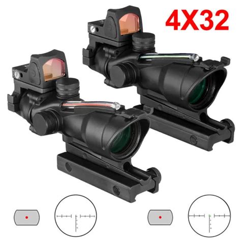 With Scope Acog Reticle Optic Green 4x32 Illuminated Fiber Red Sight