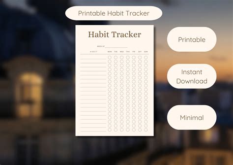 Printable Habit Tracker Minimal Habit Tracker Weekly Habit Tracker