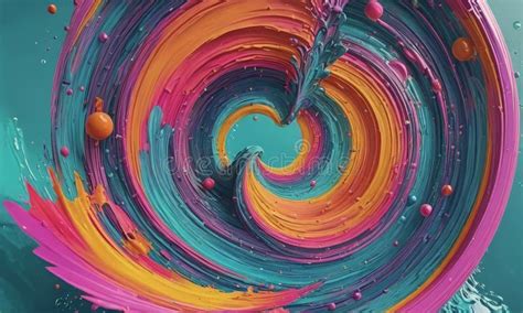 Vibrant Abstract Composition Features Swirling Pattern Pink Orange Yellow And Blue Hues With
