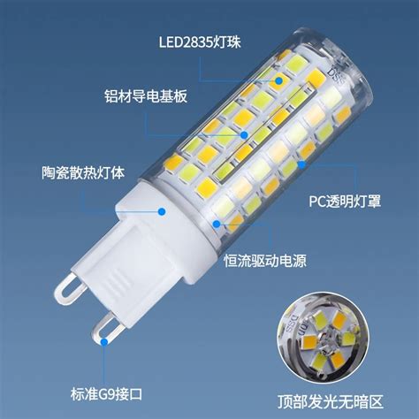 220V插泡G9灯珠LED白光吊灯玉米灯壁灯台灯三色变光节能超亮光源 虎窝淘