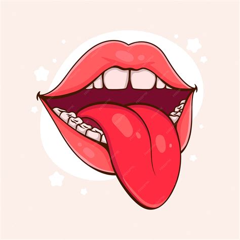 Premium Vector Hand Drawn Tongue Cartoon Illustration