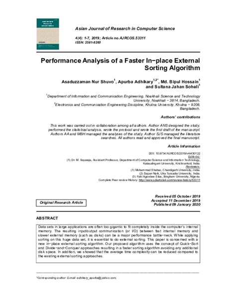 Pdf Performance Analysis Of A Faster In−place External Sorting