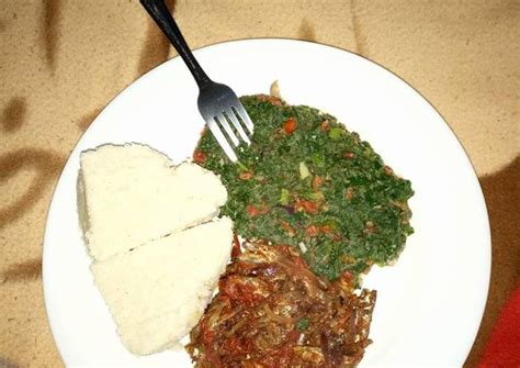 Stewed Omena Served With Kales And Ugali Recipe By Eugine Cookpad