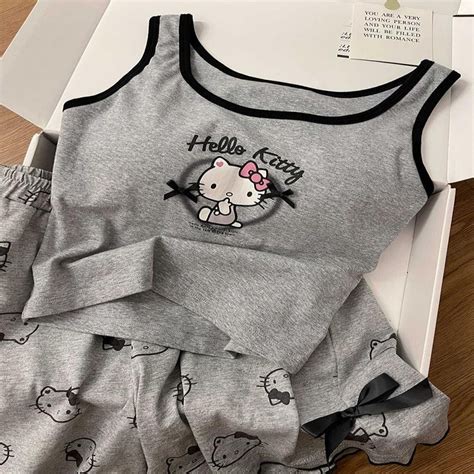 Bộ Đồ Ngủ Hello Kitty Bộ Đồ Ngủ Nữ Dễ Thương Bộ Áo Quần Short Nhà Bộ Đồ
