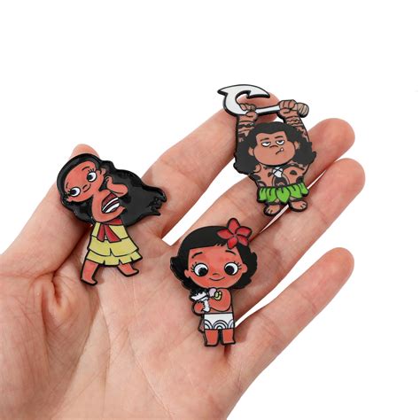 Moana Set Of 3 Chibi Maui And Moana Enamel Pin Distinct Pins