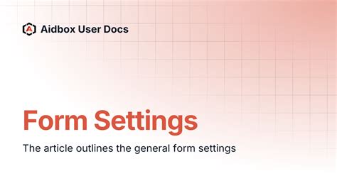 Form Settings Aidbox User Docs